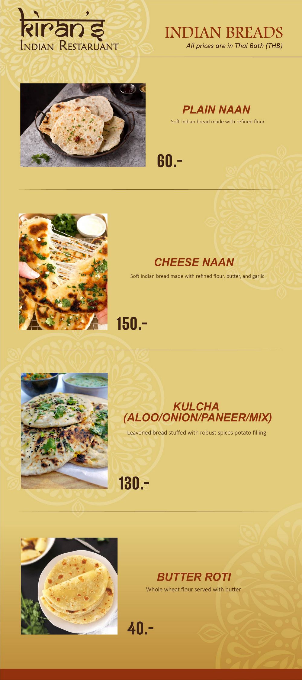 Kiran's Menu - KARON SEA SANDS RESORT
