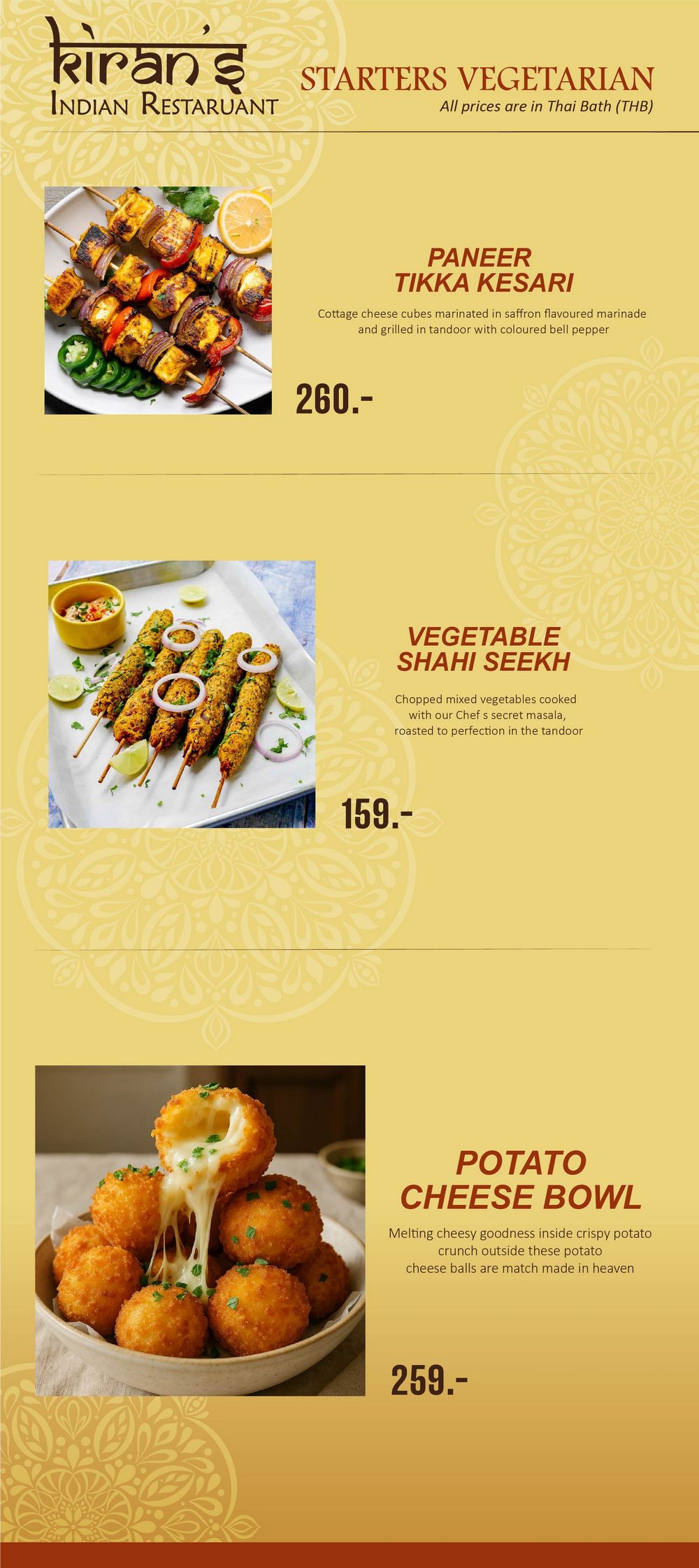 Kiran's Menu - KARON SEA SANDS RESORT