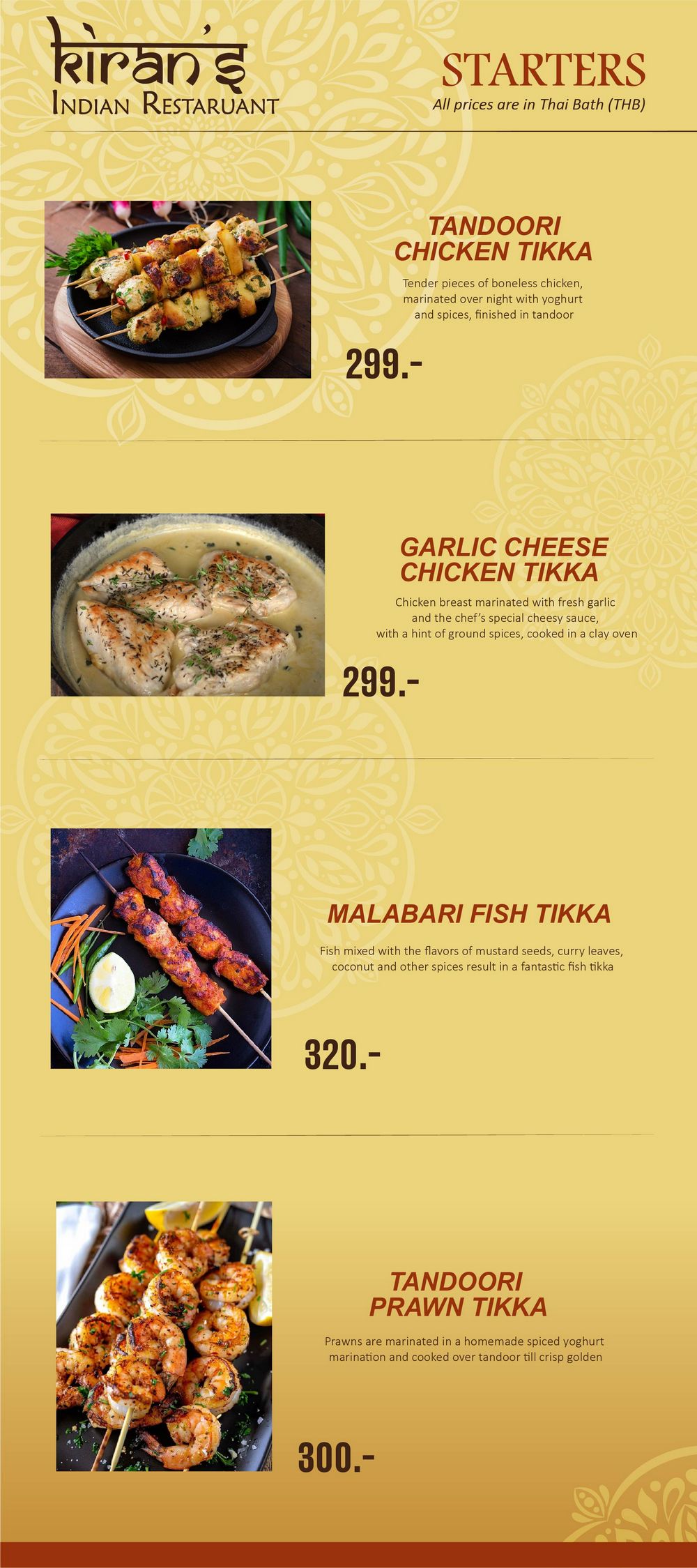 Kiran's Menu - KARON SEA SANDS RESORT