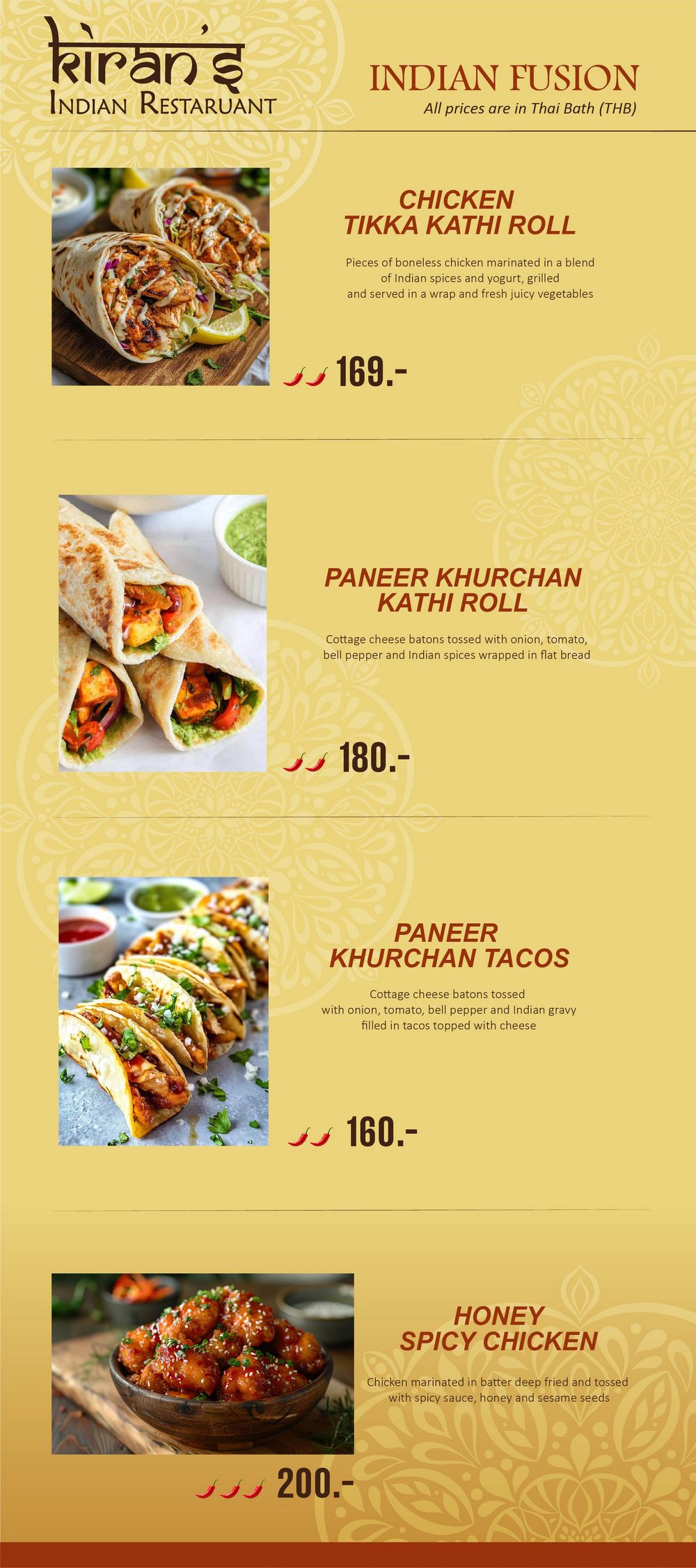 Kiran's Menu - KARON SEA SANDS RESORT